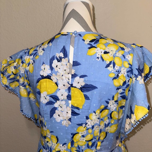 Ann Taylor | Dresses | Nwt Ann Taylor Blue Yellow Lemon Swiss Dot ...
